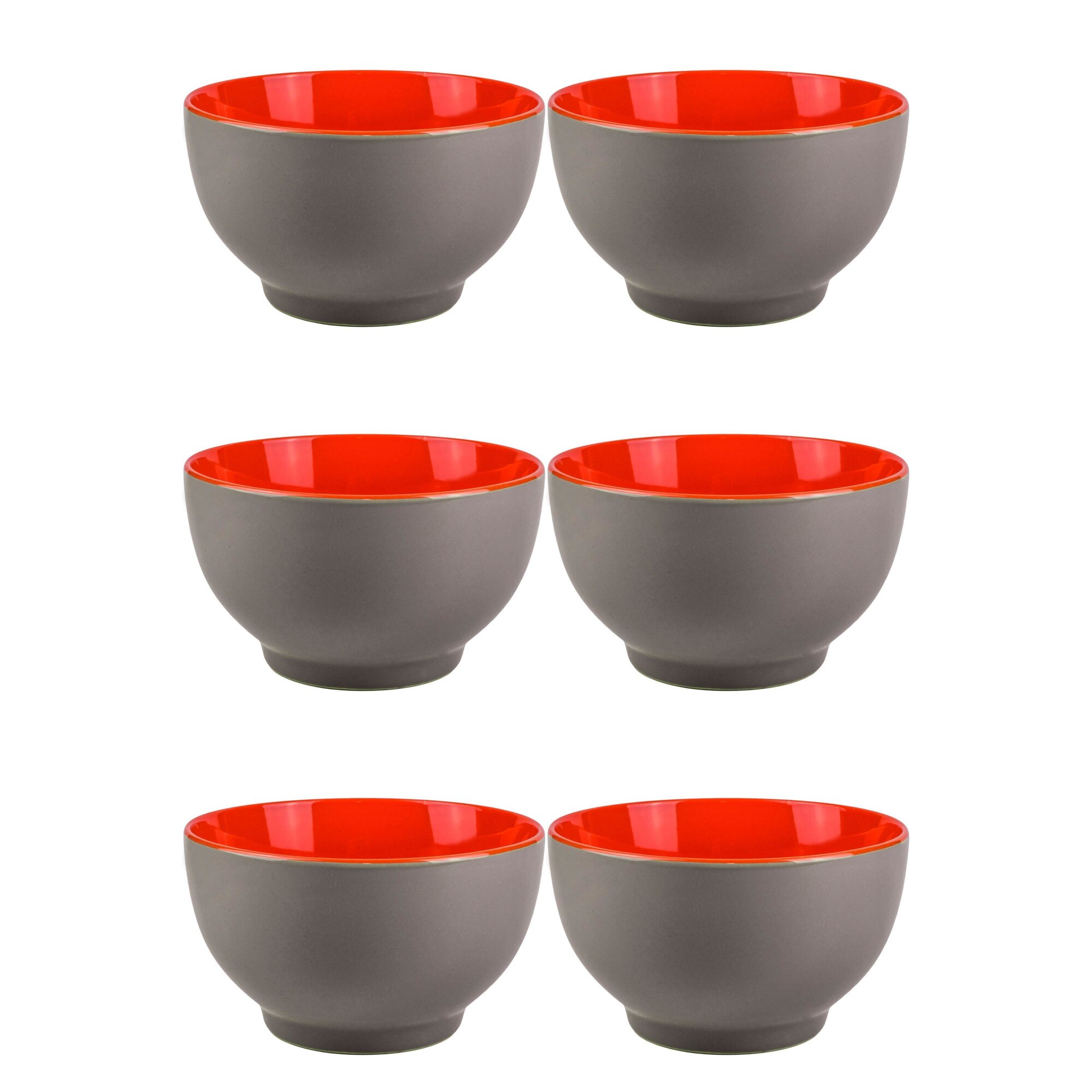Set boluri supa, 6 piese, 650 ml, Ceramica, Rosu - eMAG.ro