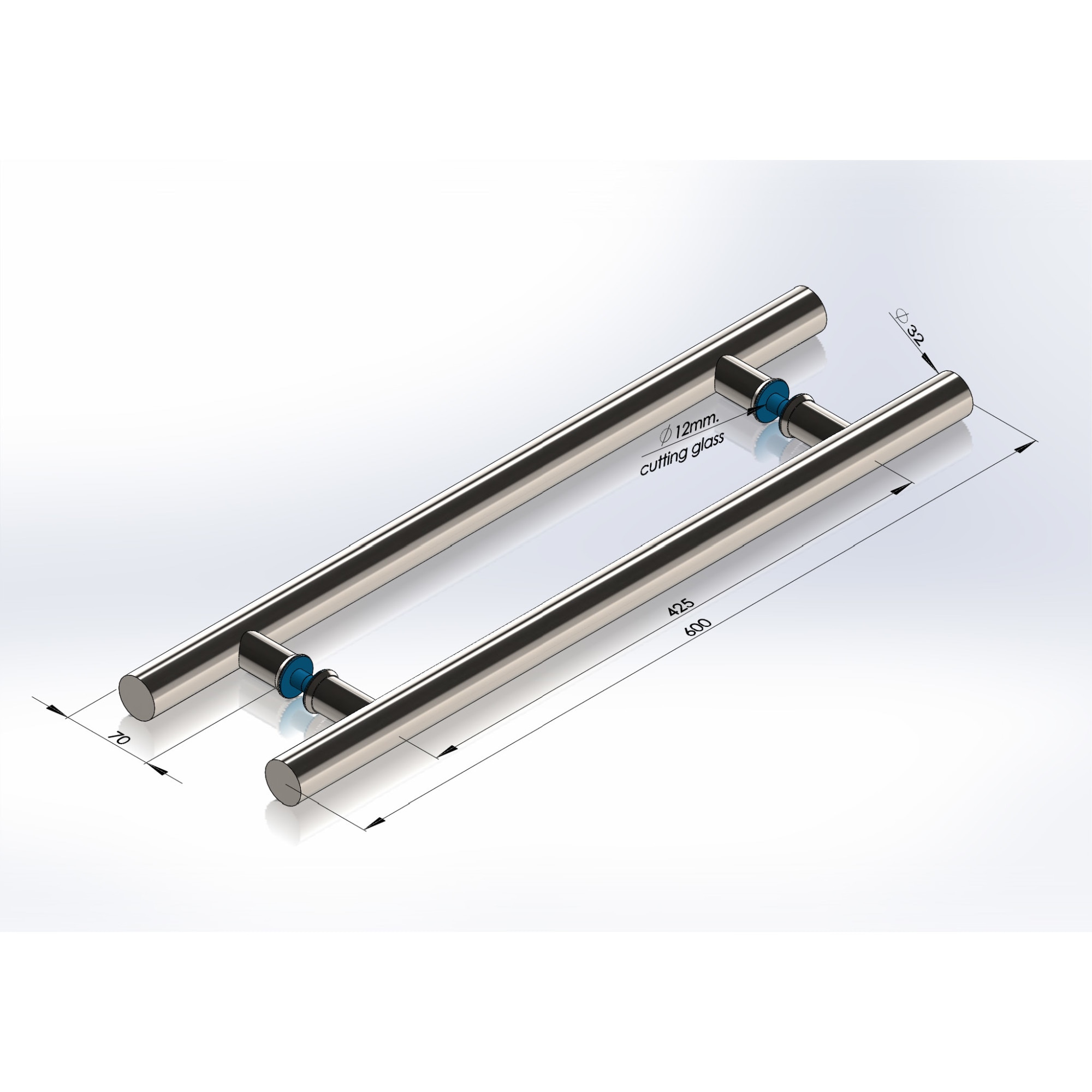 Maner inox tip H, bilateral, KOR-633, h-600mm, int-425mm, D32mm ...