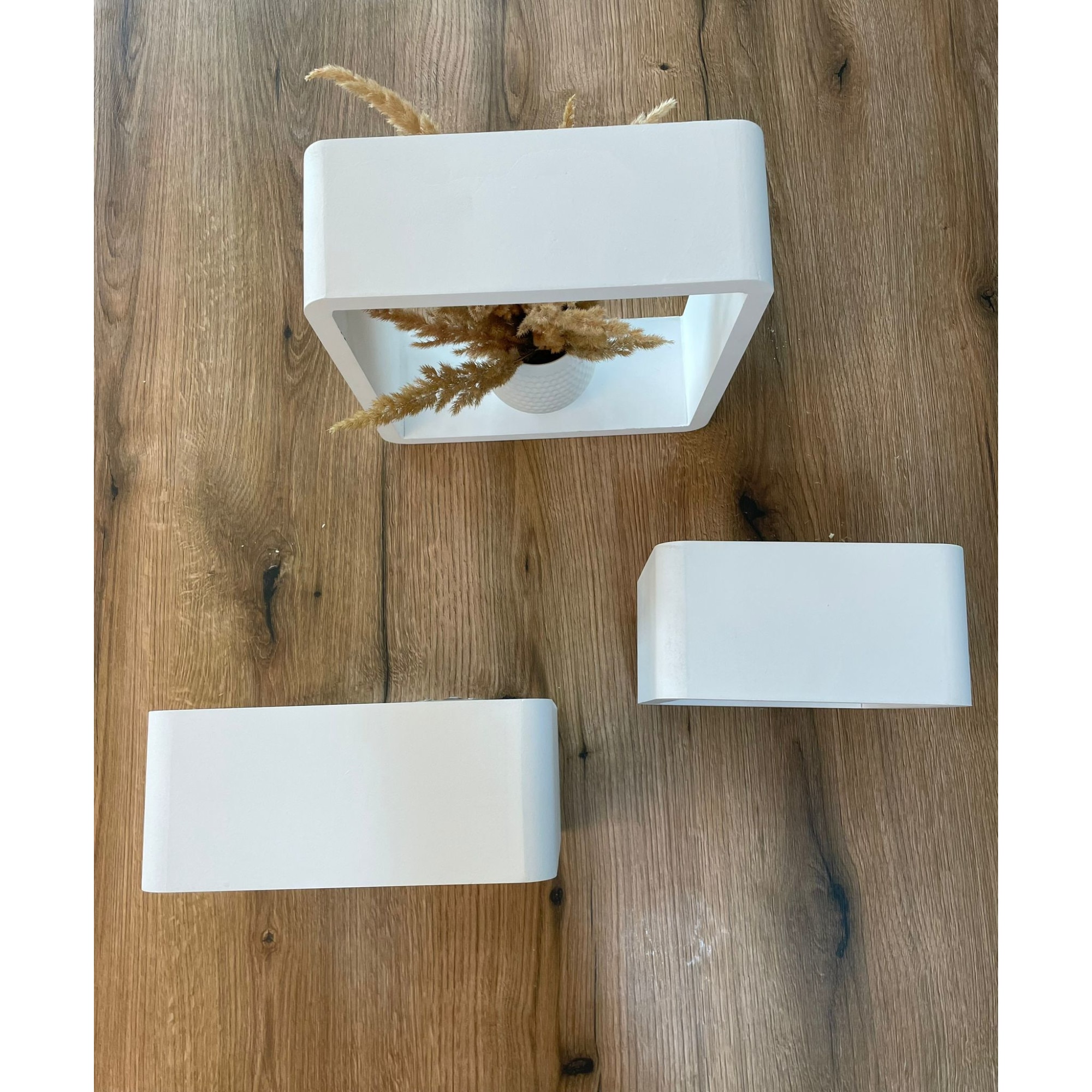 Set de 3 cuburi de perete din MDF alb, raft suspendat 27 cm, margini ...