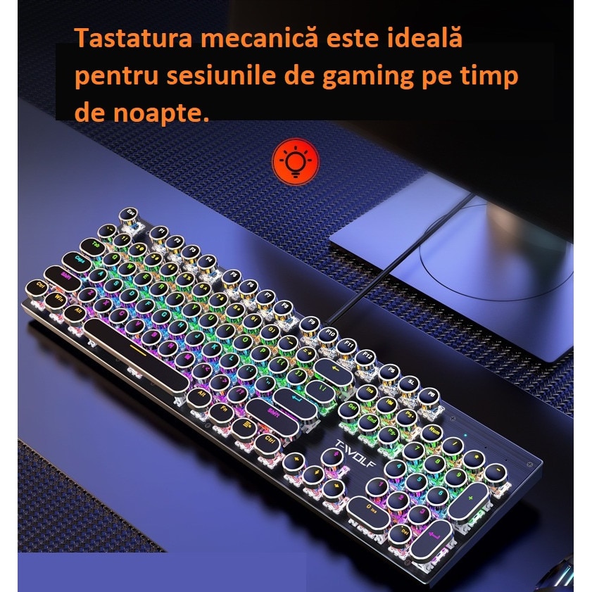 Tastatura Mecanica Pentru Gaming, Functie De Lumini Pentru Sesiuni De ...