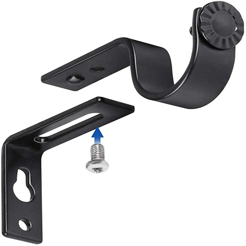 Set Suport bare de perdea, Fier, 10cm, Negru - eMAG.ro
