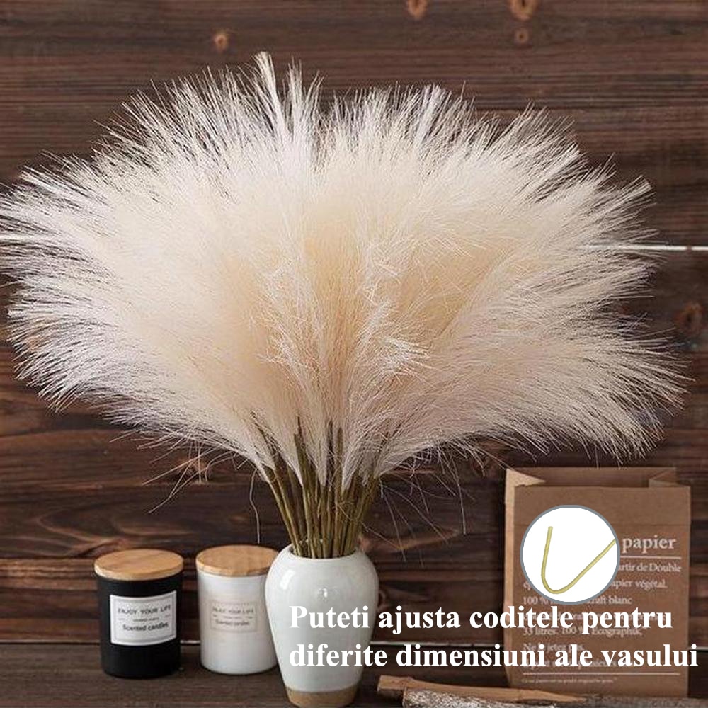 Set 5 fire iarba artificiala de pampas Medaya, 75cm, inalta, pufoasa ...