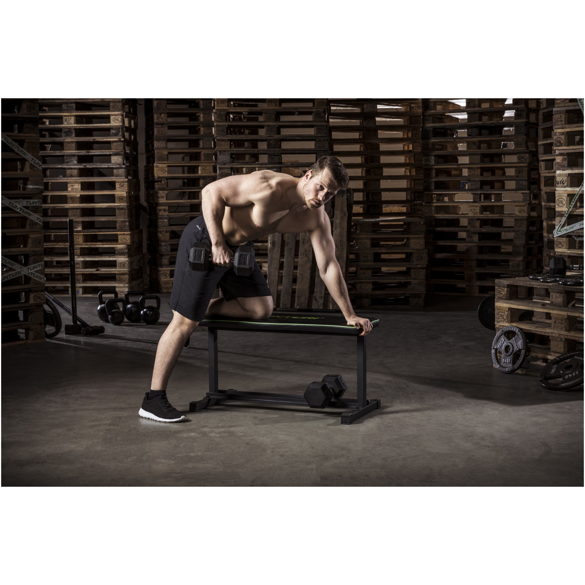 Banca de antrenament fixa Tunturi FB20 Flat Bench, 98x47x50 cm, sarcina ...