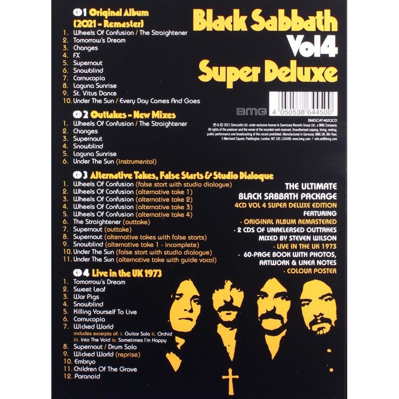 Black Sabbath: Vol. 4 (Super Deluxe 4cd Box Set) [4CD] - eMAG.ro