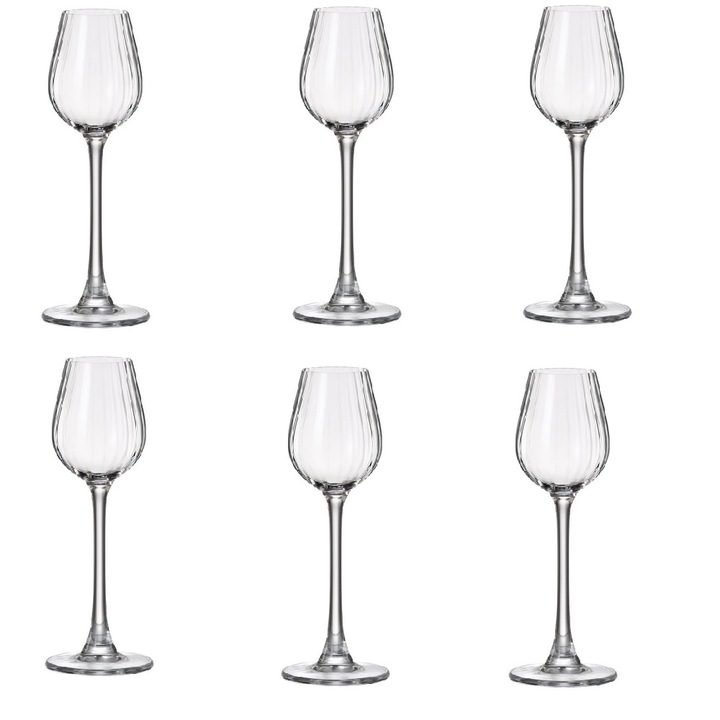 Комплект 6 чаши за аперитив Bohemia Columba Optic, Кристални, 90 мл - eMAG.bg