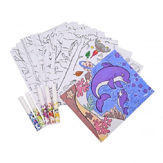 Set de creatie cu markere, planse de colorat si autocolante, Aventura ...