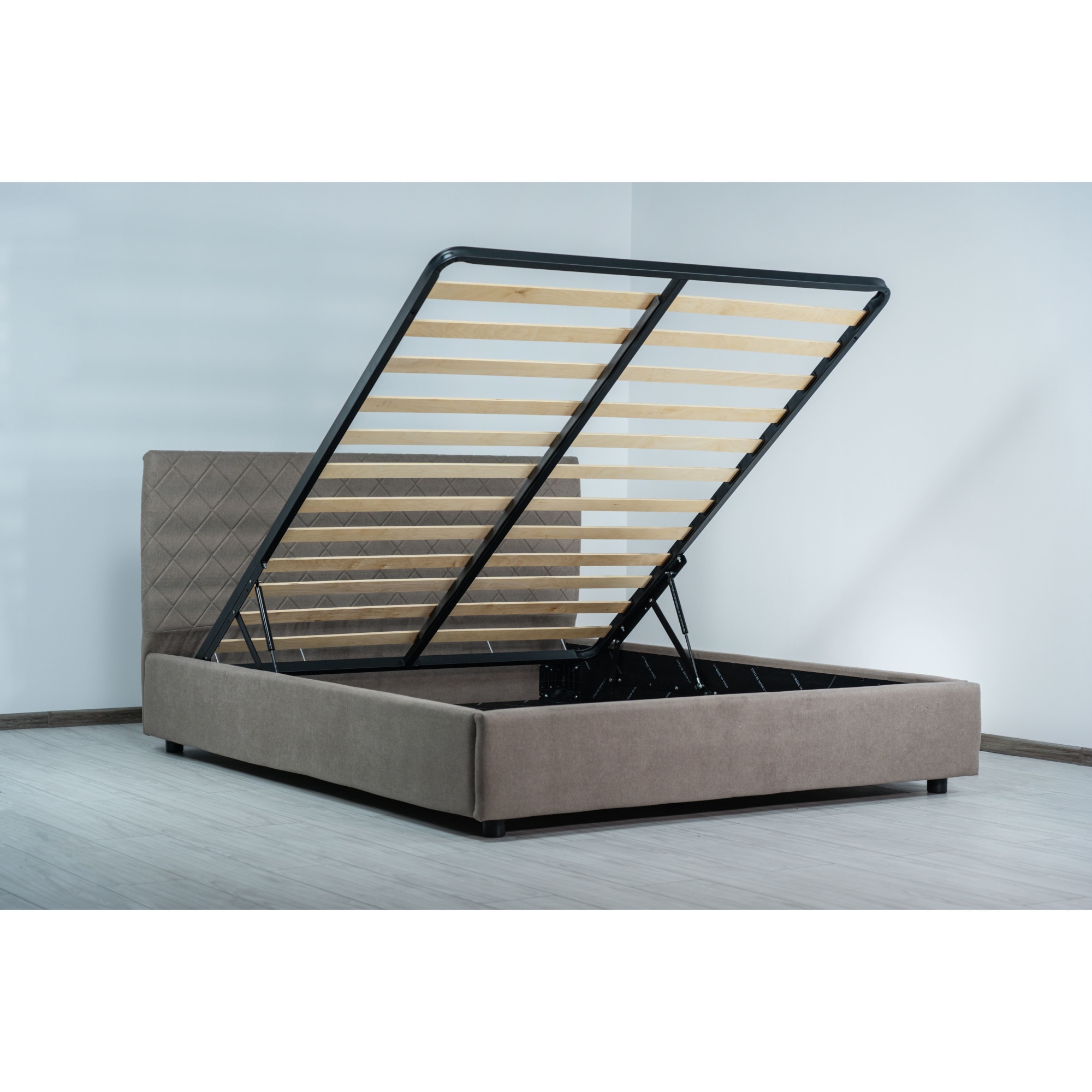 Pat tapitat Italflex, Zeus Maro, cu lada si somiera rabatabila, 160x200 ...