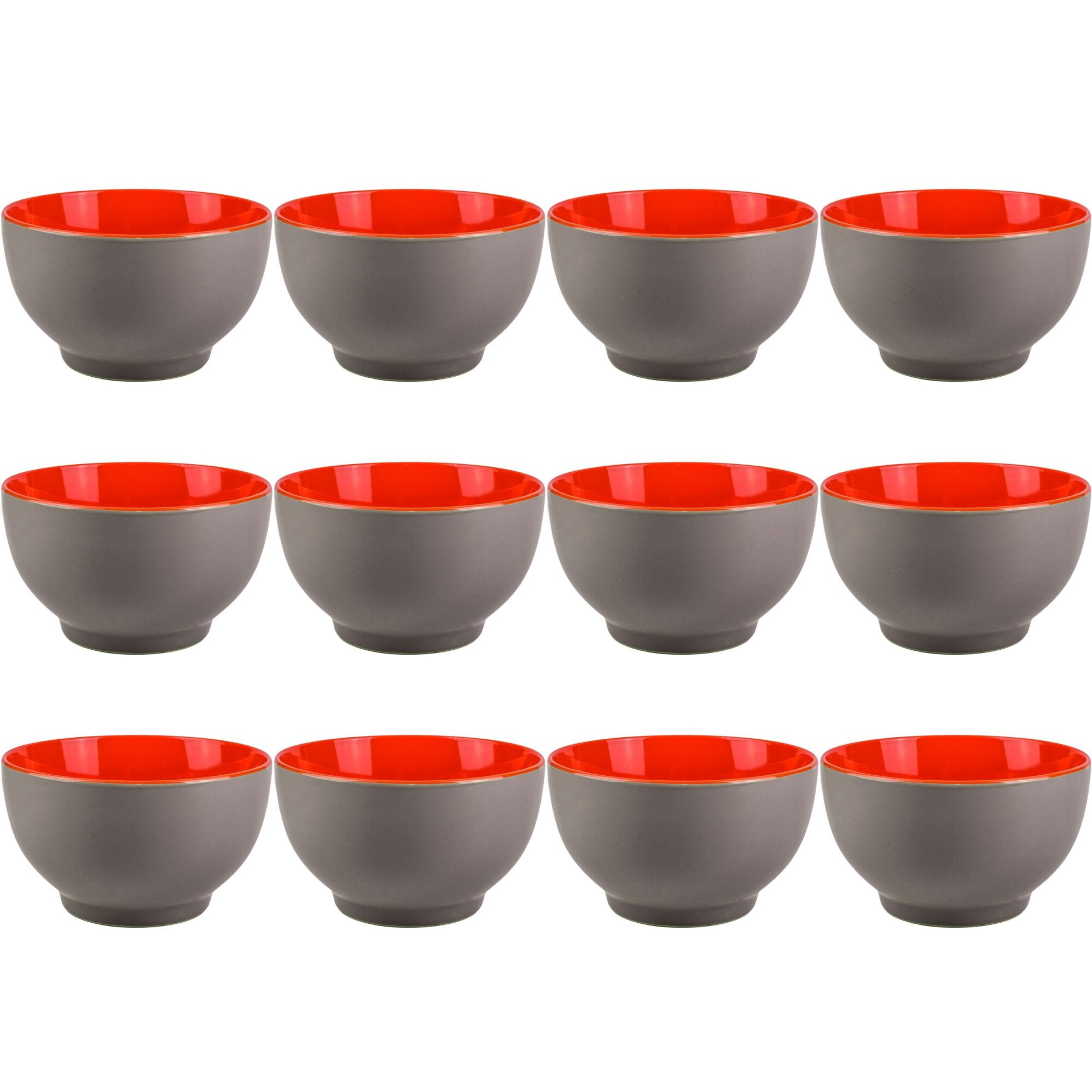 Set boluri supa, 12 piese, 650 ml, Ceramica, Rosu - eMAG.ro