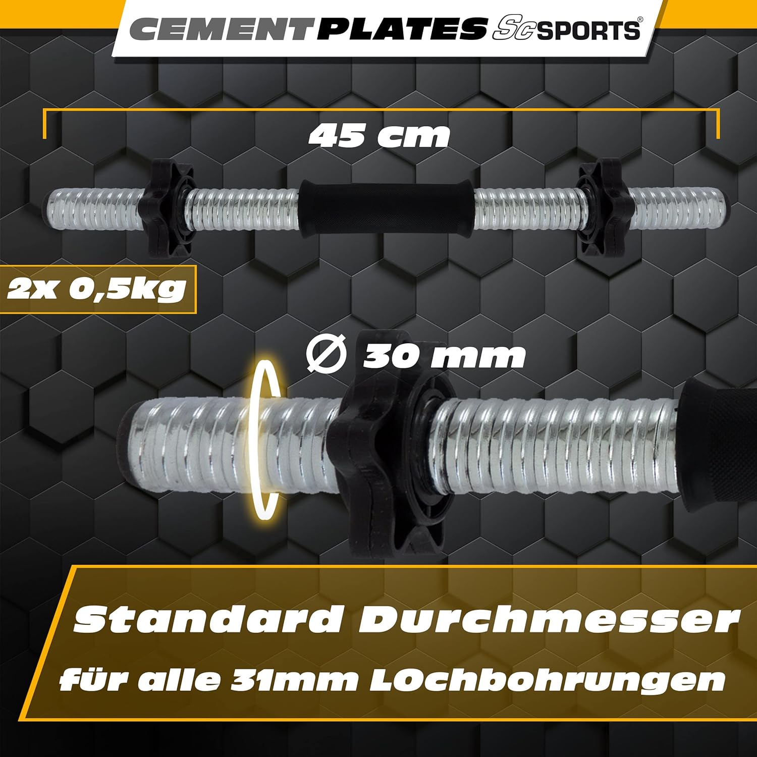 Set greutati haltera si gantere, 20/30 kg, argintiu/negru - eMAG.ro