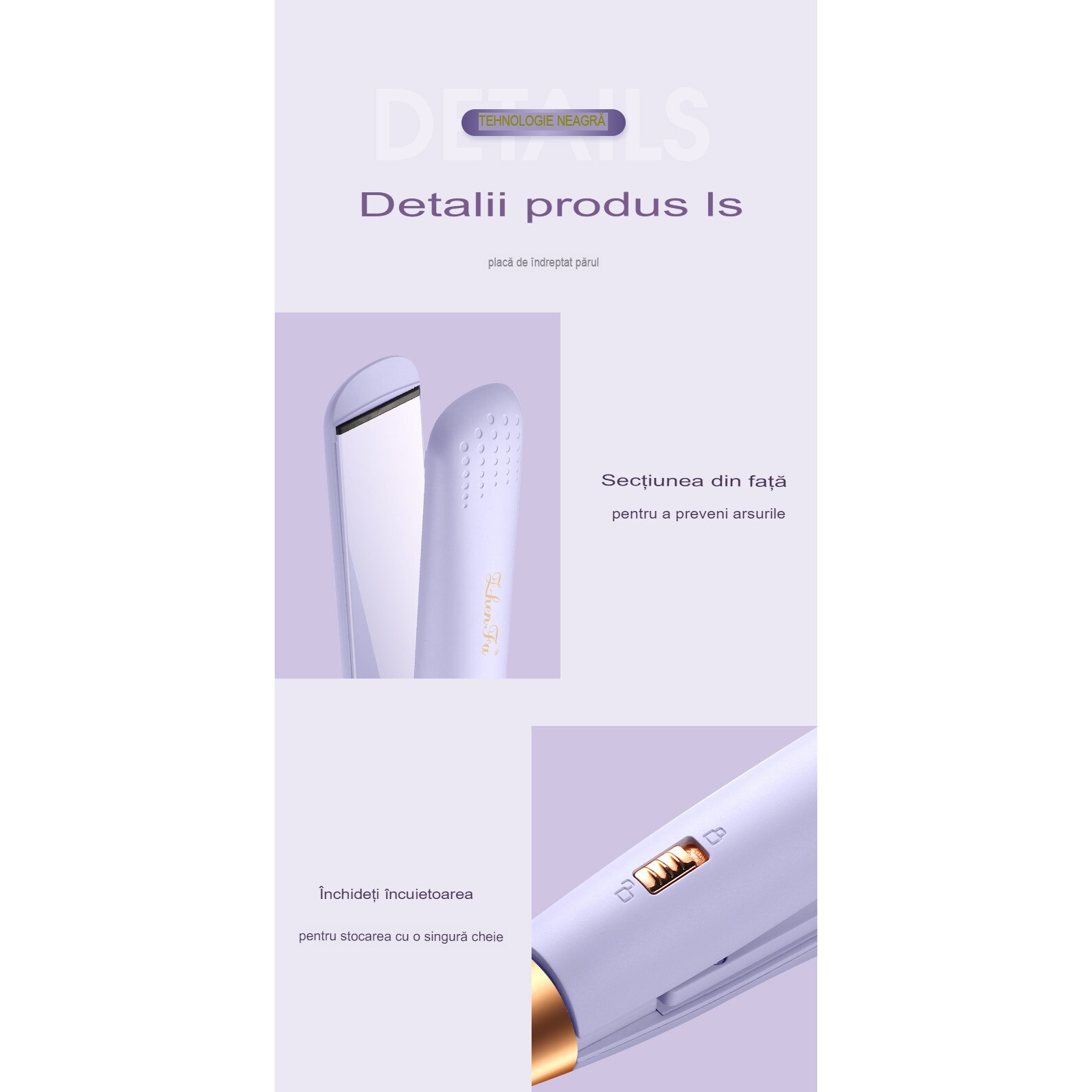 Placa pentru indreptat ondulat parul Zenfa cu incalzire rapida placi cu ...