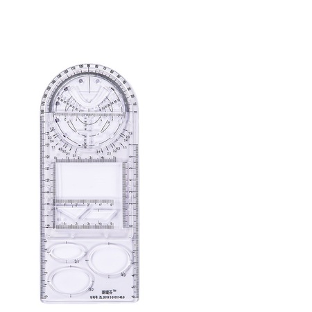 Rigla de desen multifunctionala, Sunmostar, 20.3x8.4 cm, Transparent ...