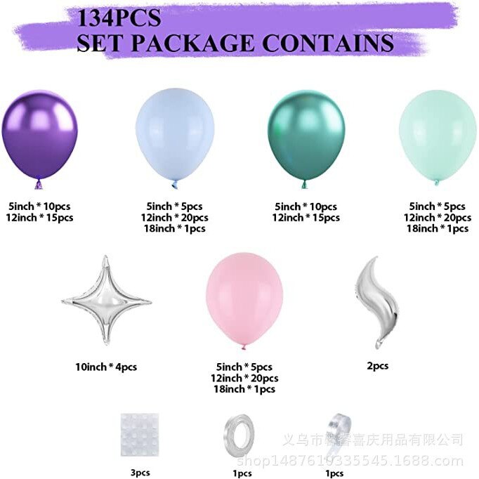 Set 134 baloane, arcada aniversara Mica Sirena, Baby Shower Botez ...