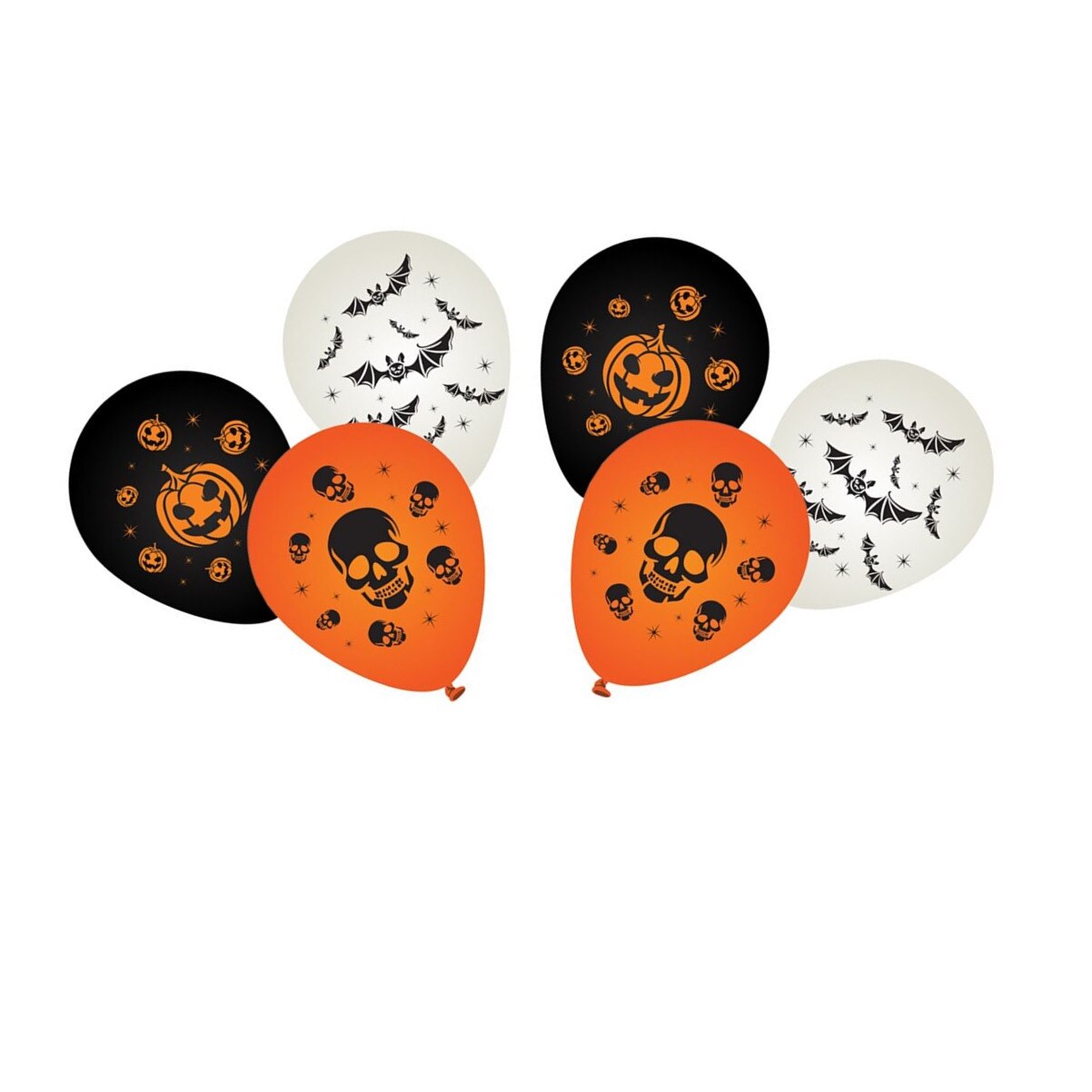 Set 16 baloane pentru Halloween, VENITIVO®, 30 cm, cu imagine de craniu ...