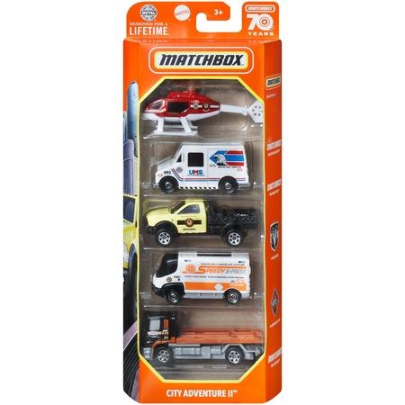 Set 5 masinute Matchbox - City Adventure II, scara 1:64 - eMAG.ro