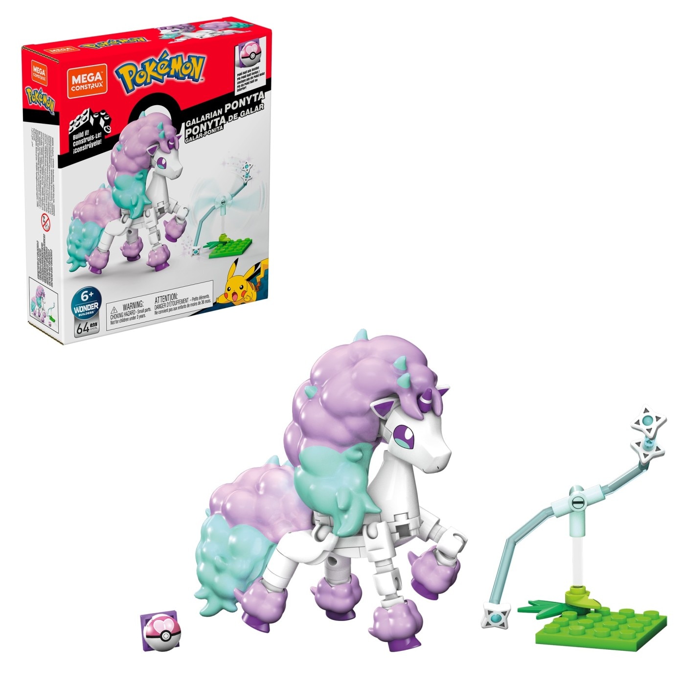 Set de constructie Pokemon Mega Construx - Galarian Ponyta, 64 piese ...