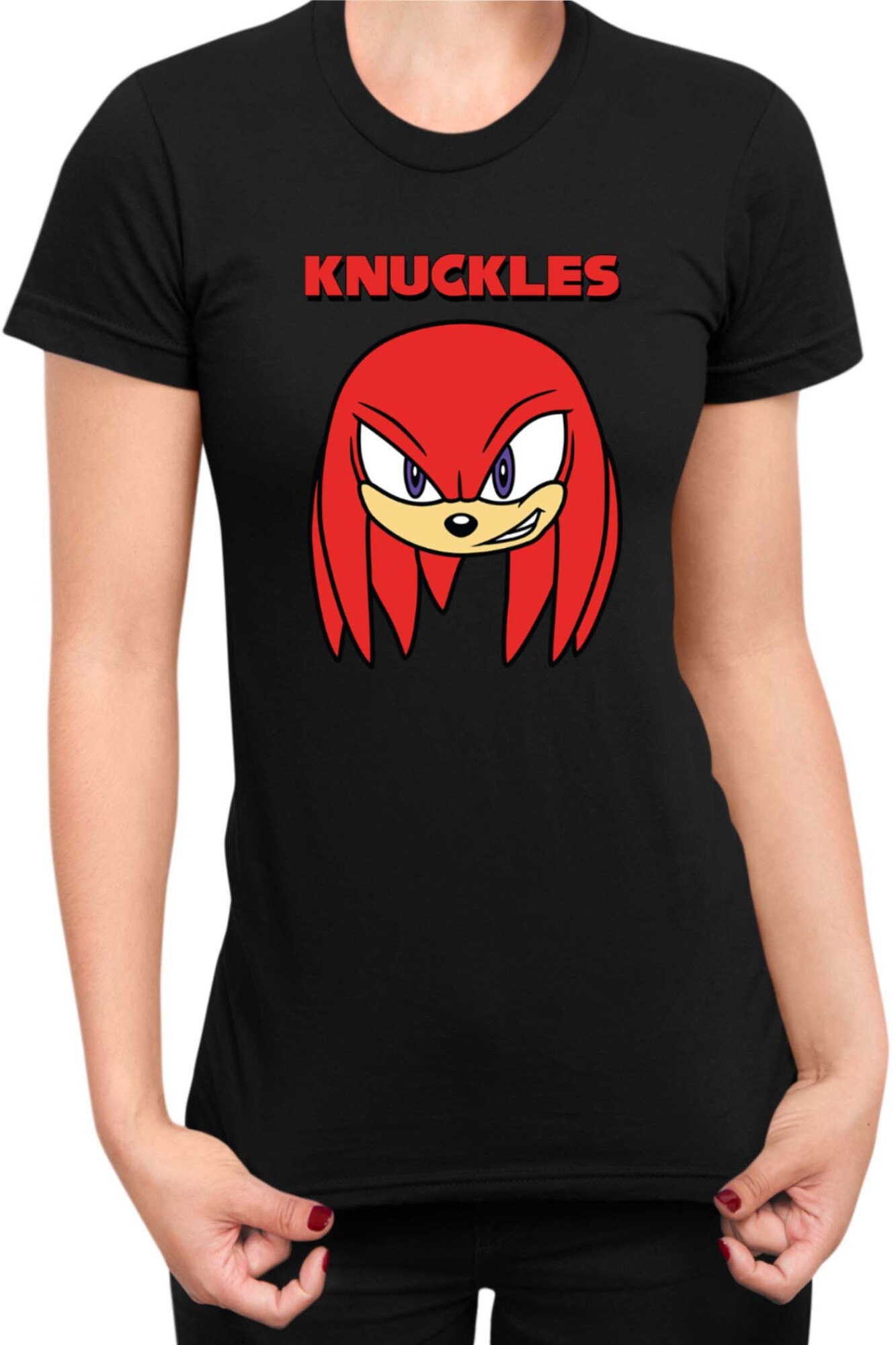 Дамска тениска Sonic The Hedgehog Tralala Knuckles Face 01, Черен, XS ...