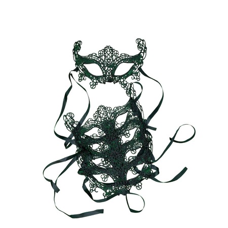 Set 5 masti venetiene, Dantela, Negru, Carnaval, Atelier - eMAG.ro