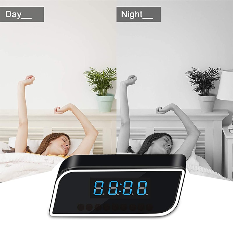 Настолен часовник iUni IP99i Plus, С шпионска камера, Сензор за движение, Wi-Fi, 4K изображение ...