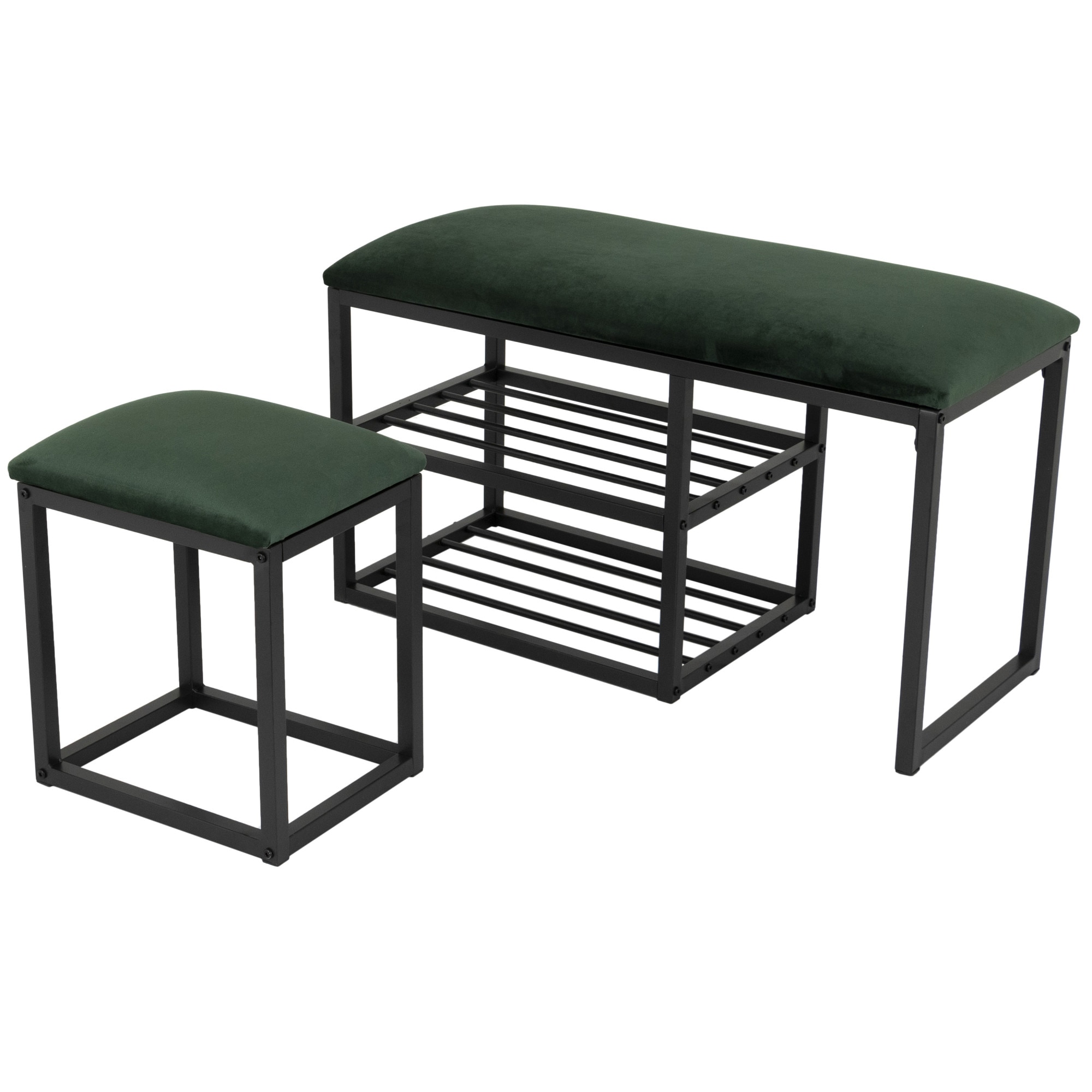 Pantofar/Bancheta hol Kring Tobias, cu taburet, 80x35x45 cm, metal ...