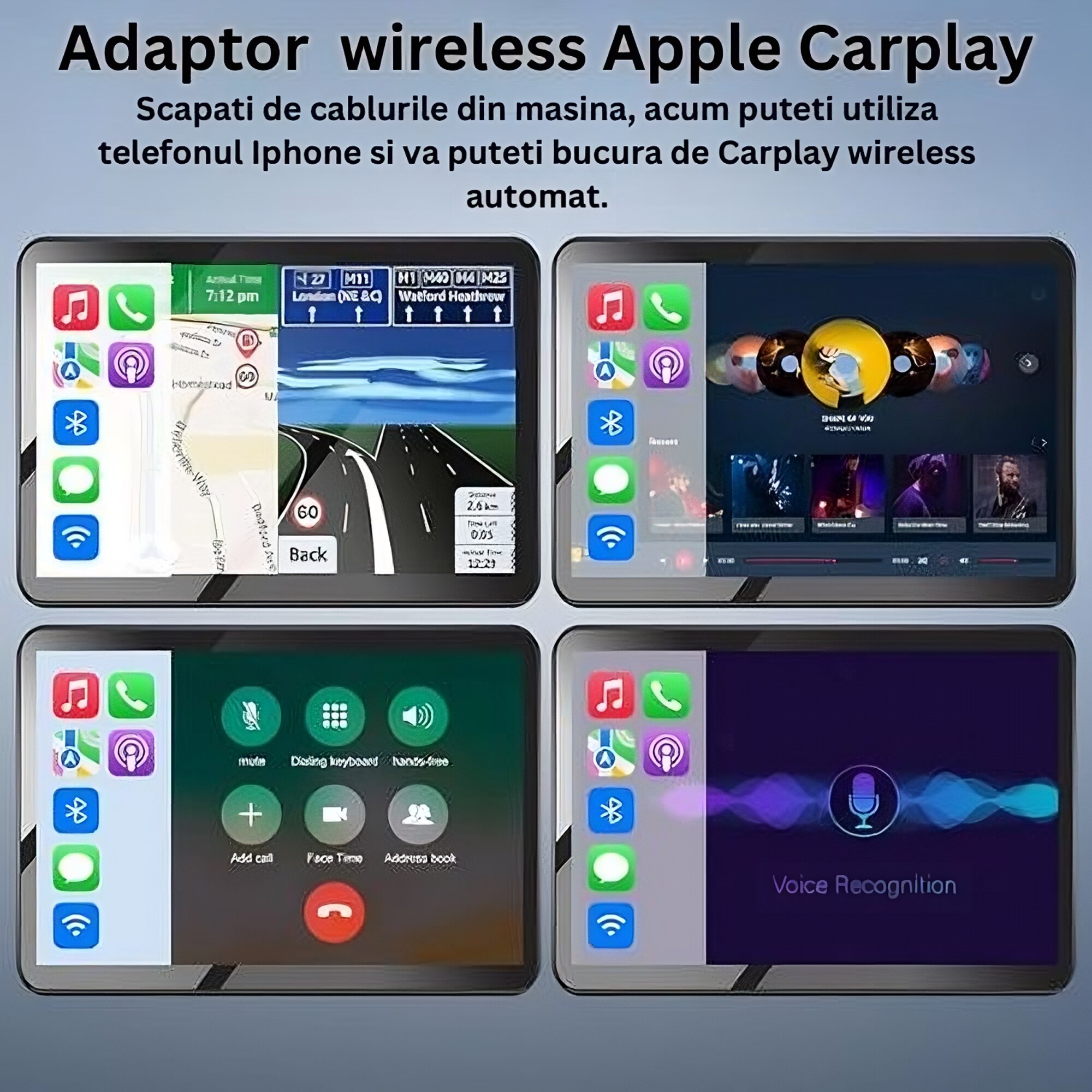 Adaptor Carplay auto wireless goBERA®, Compatibil cu Apple Carplay ...