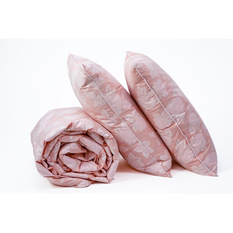 Set pilota 180x200 + 2 perne 50x70 Alsam, din pana si puf, roz - eMAG.ro