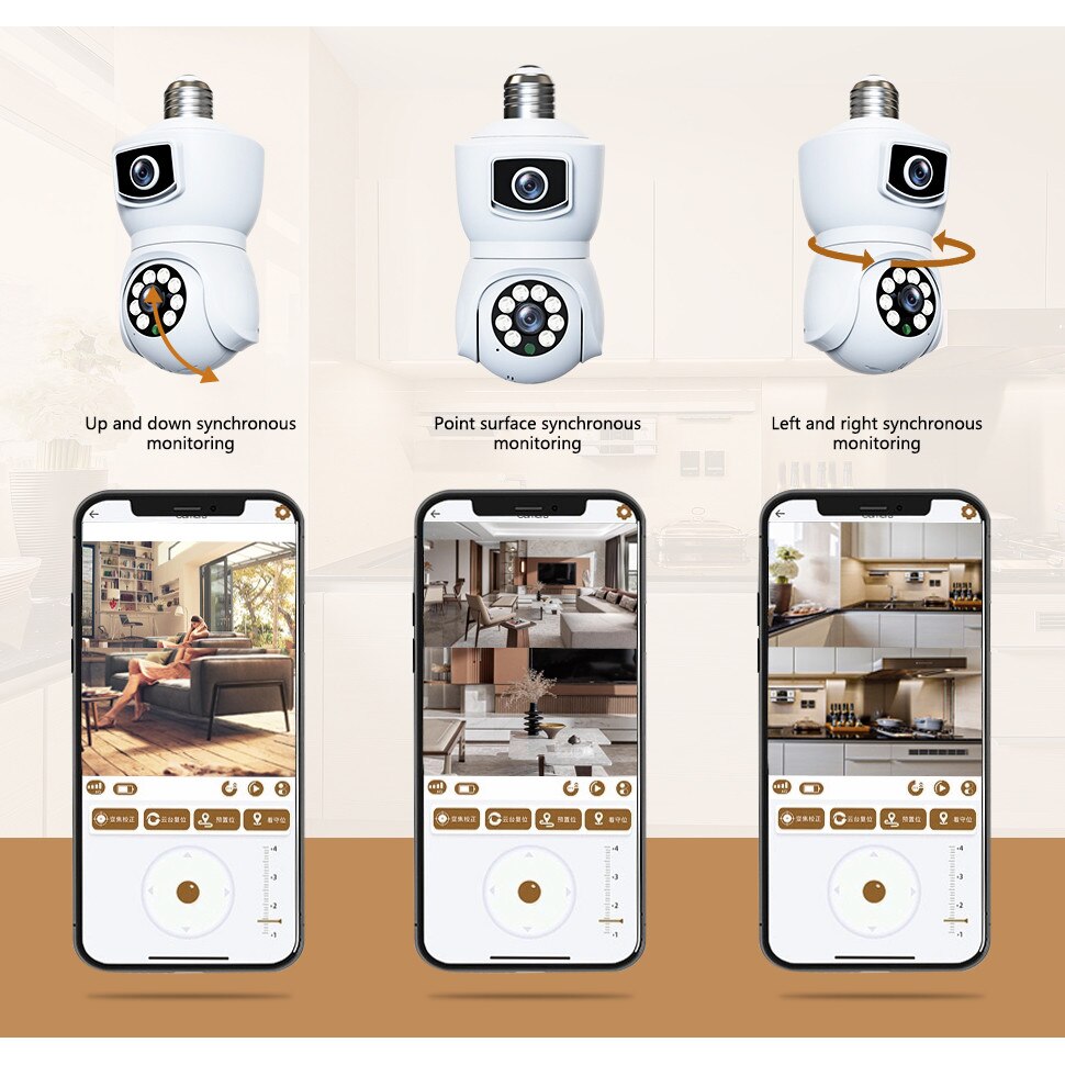 Camera PTZ WiFi FeelSell, cu lentila duala E9 Camera IP CCTV, 4 MP ...