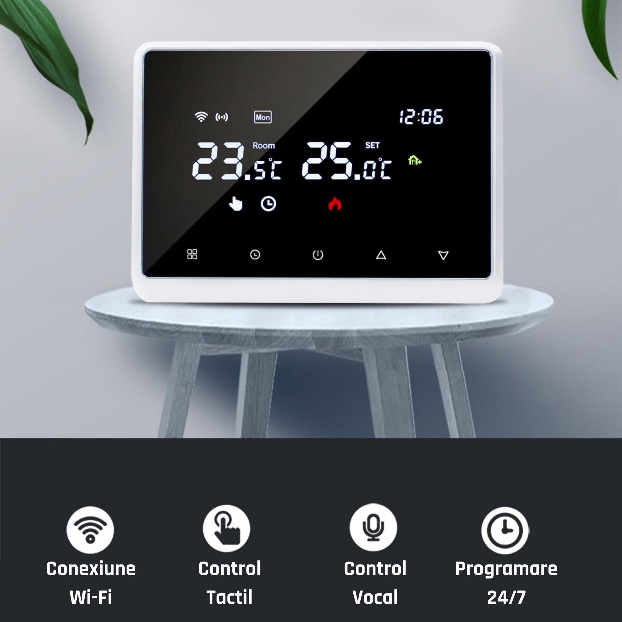 Termostat Digital Inteligent Ambiental, Smart, Wireless, Wi-Fi, Compatibil cu toate centralele ...