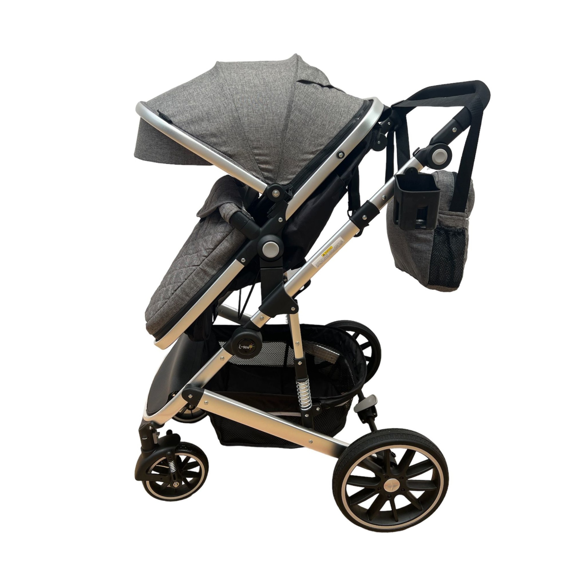 Количка 2 в 1, L-Sun®, реверсивна, с окачване, T1 сива - eMAG.bg