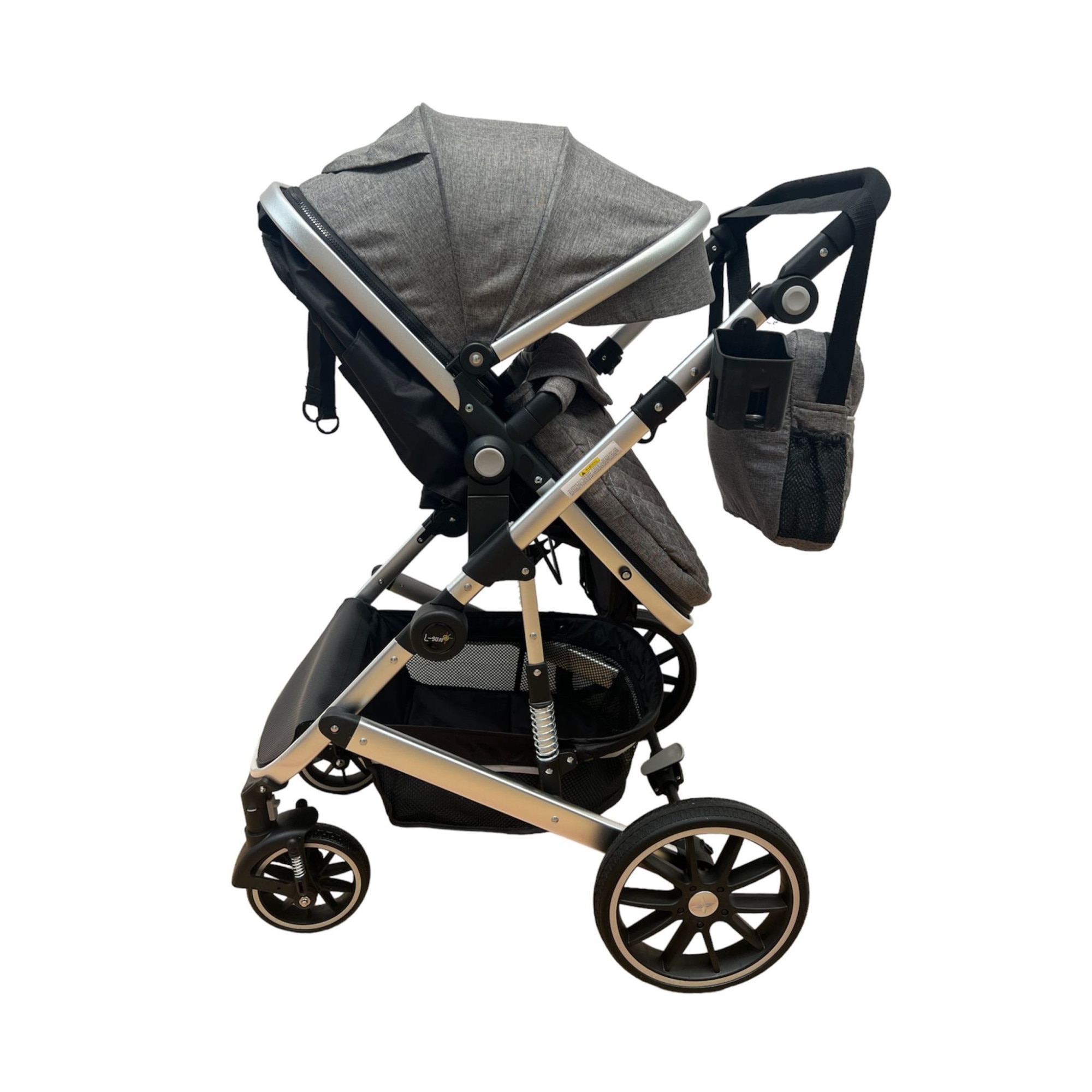 Количка 2 в 1, L-Sun®, реверсивна, с окачване, T1 сива - eMAG.bg