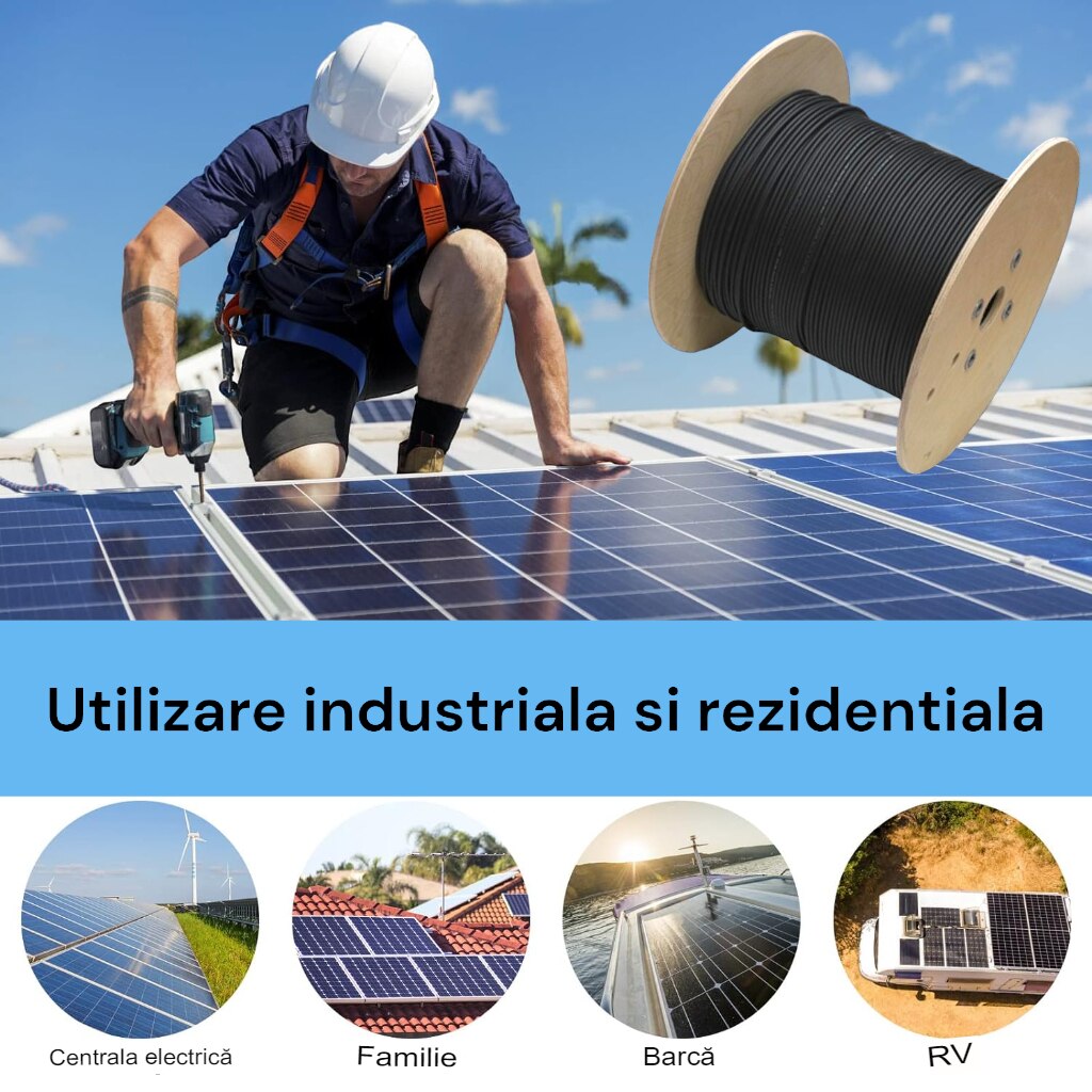 Conductor solar 13M, Negru, 6mm cu protectie UV, IP67 - eMAG.ro