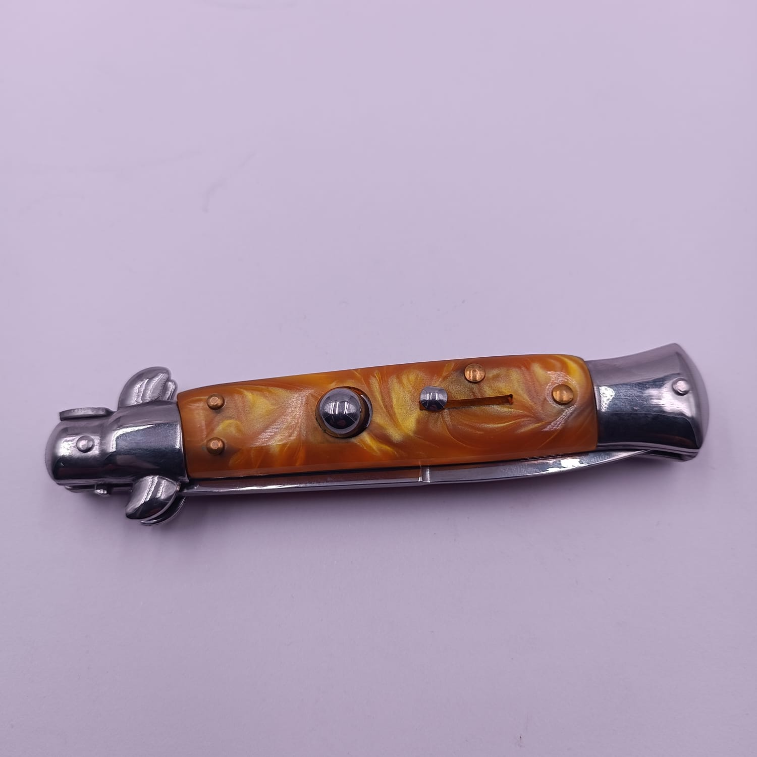 Cutit cu Deschidere Automata pe Buton, Model Stilet, Maner Lucios, Otel ...