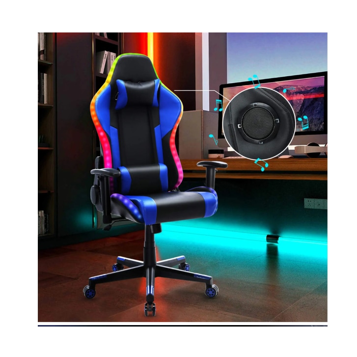 Scaun Gaming Profesional JRH, Iluminare RGB, King Size, Cadru Otel ...