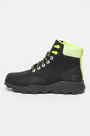 Timberland, Ghete din piele nabuc Brooklyn, Negru, Verde lime, 9 - eMAG.ro