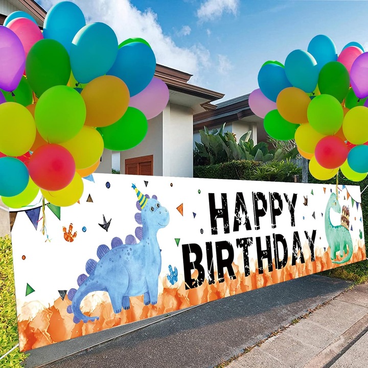 Комплект парти декорация от MODODO, банер HAPPY BIRTHDAY - ЧЕСТИТ РОЖДЕН ДЕН - 250см х 50см с ...