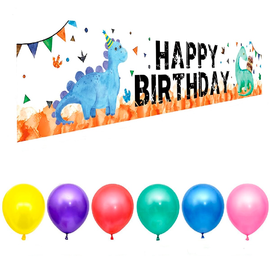 Комплект парти декорация от MODODO, банер HAPPY BIRTHDAY - ЧЕСТИТ РОЖДЕН ДЕН - 250см х 50см с ...