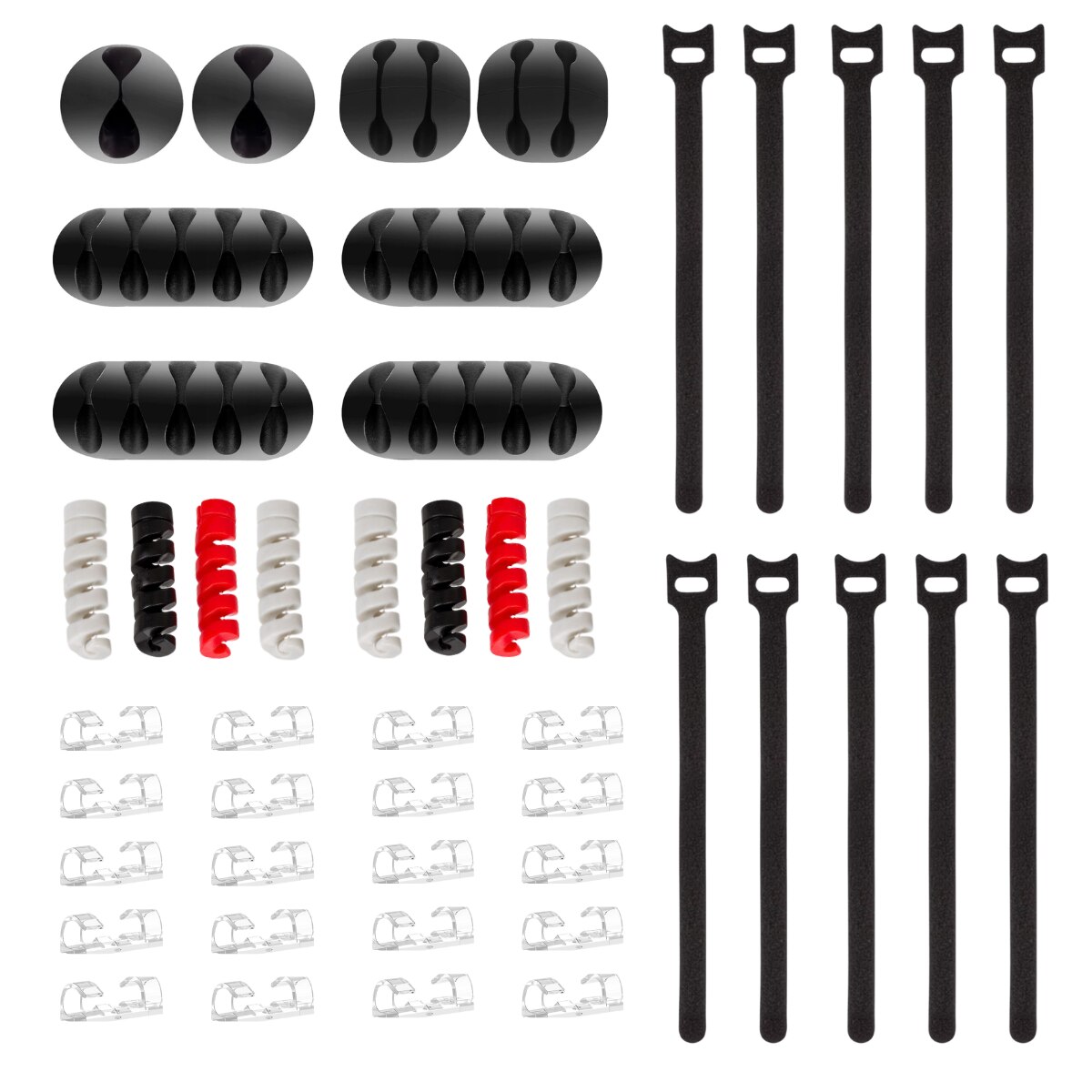 Set 46 piese pentru organizare cabluri, Negru - eMAG.ro
