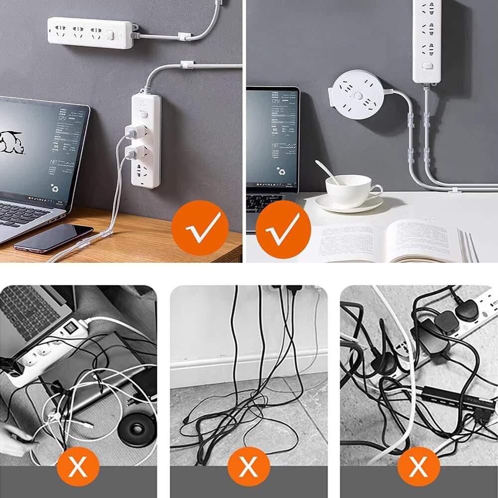 Set 46 piese pentru organizare cabluri, Negru - eMAG.ro