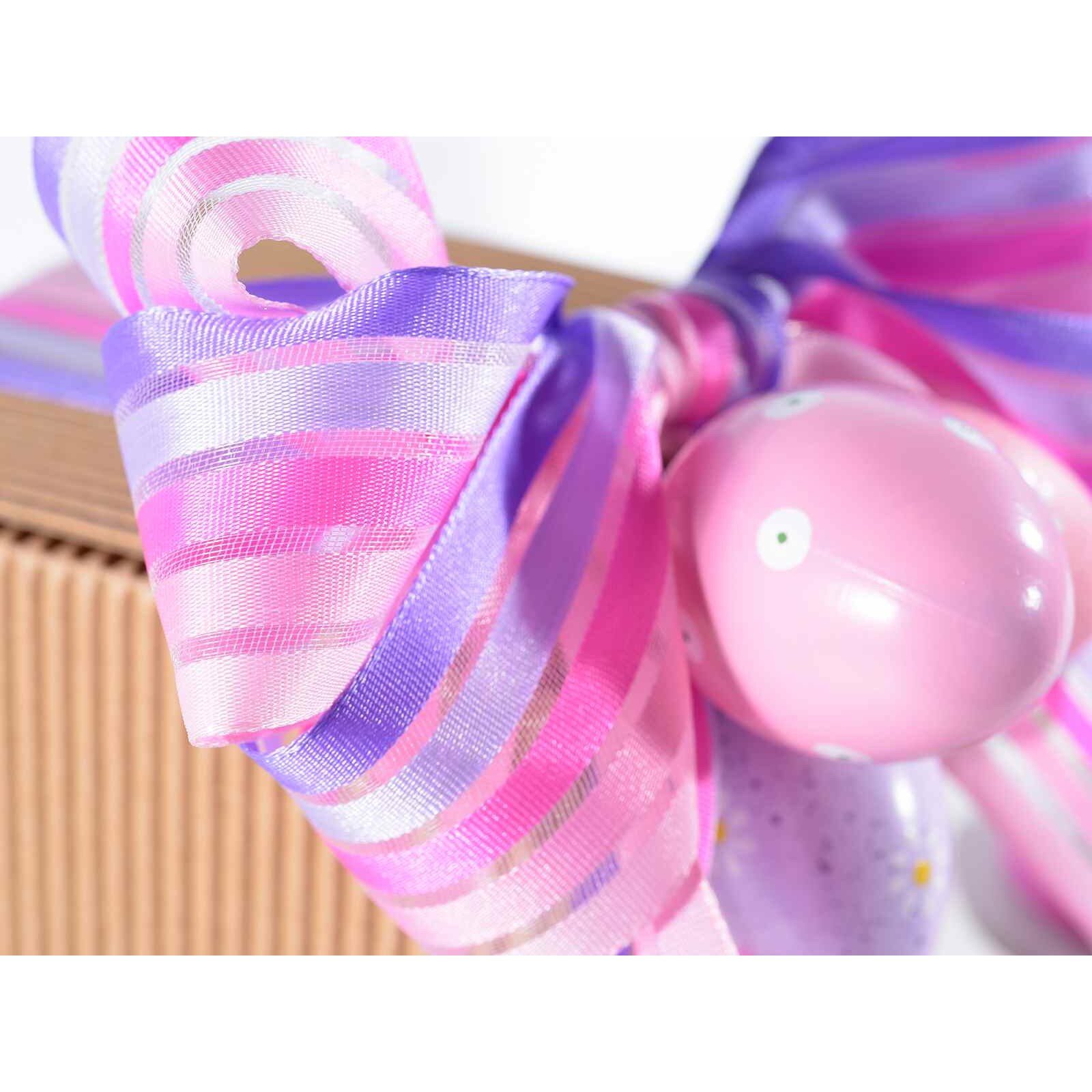 Panglica curcubeu 5 culori, latime 3.8 cm, model roz-mov, 1 metru - eMAG.ro