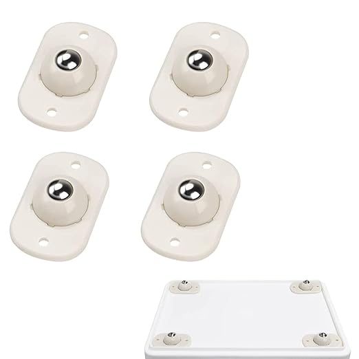 Set 4 roti autoadezive, cu rotire 360 grade, alb, 2.8 cm x 4.5 cm x 1.5 ...