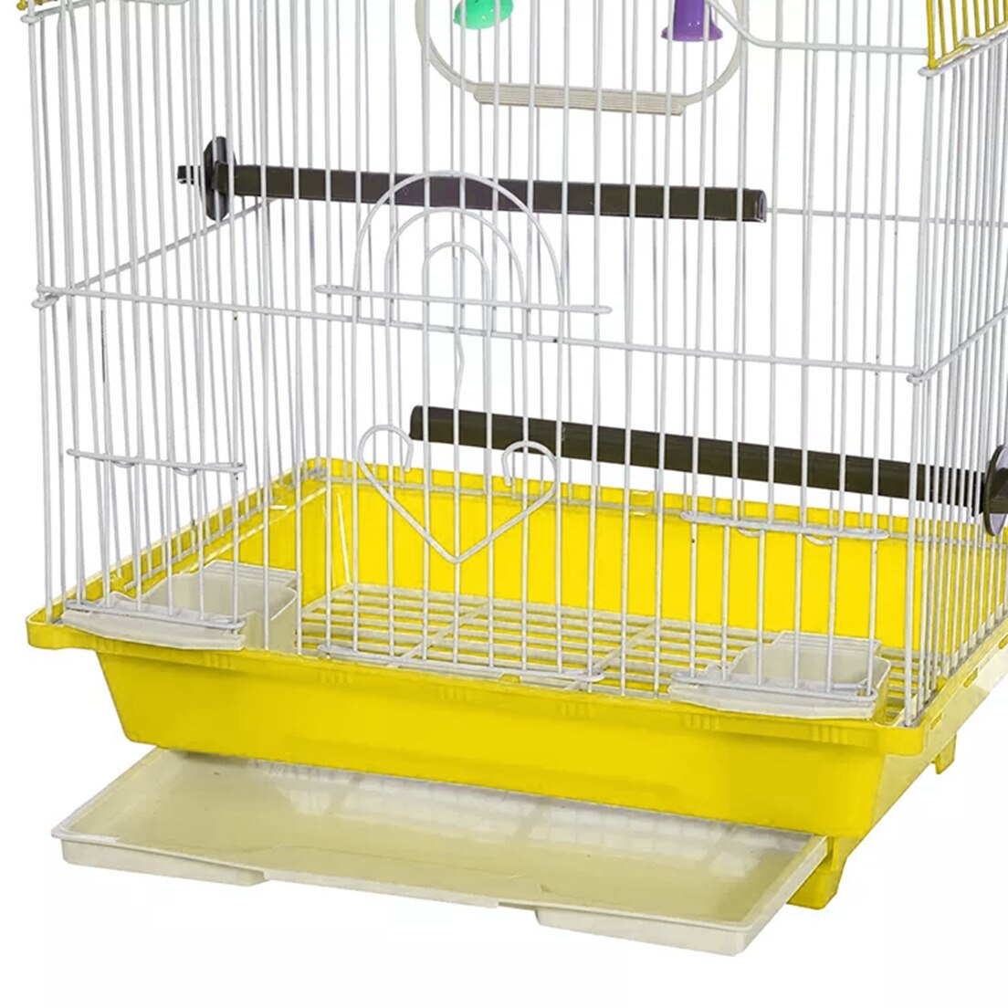Colivie Patrata 39 x 30 x 23 cm, pentru pasari exotice, Tava Galben ...