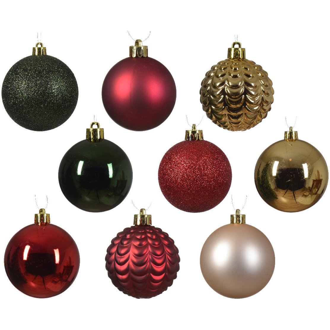 Set 80 globuri Craciun Decoris, plastic, dimensiuni variate, forma ...
