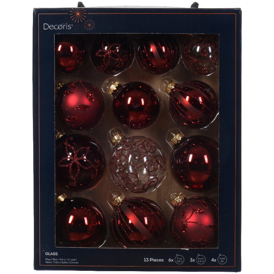 Set 13 globuri Craciun Decoris 061177, sticla, 7 cm, rosii - eMAG.ro