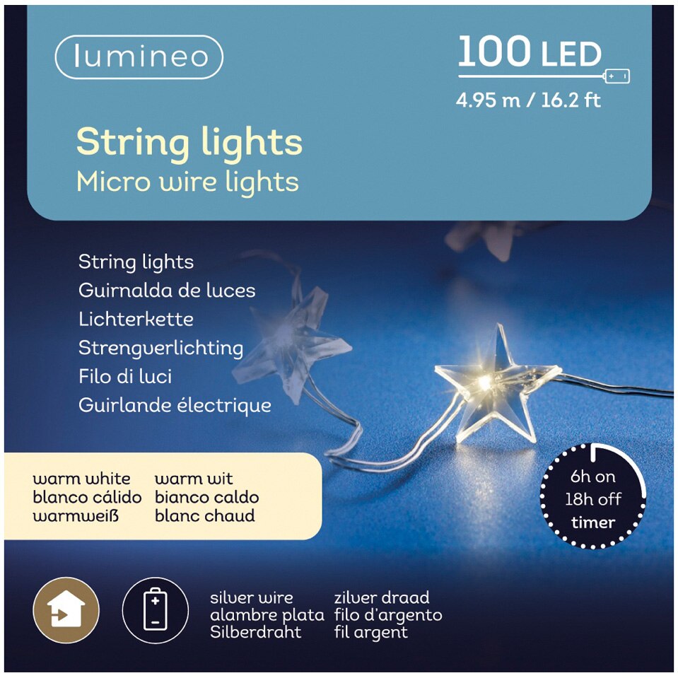 Instalatie Craciun Lumineo 485036, 100 micro led, lumina calda, 495 cm ...