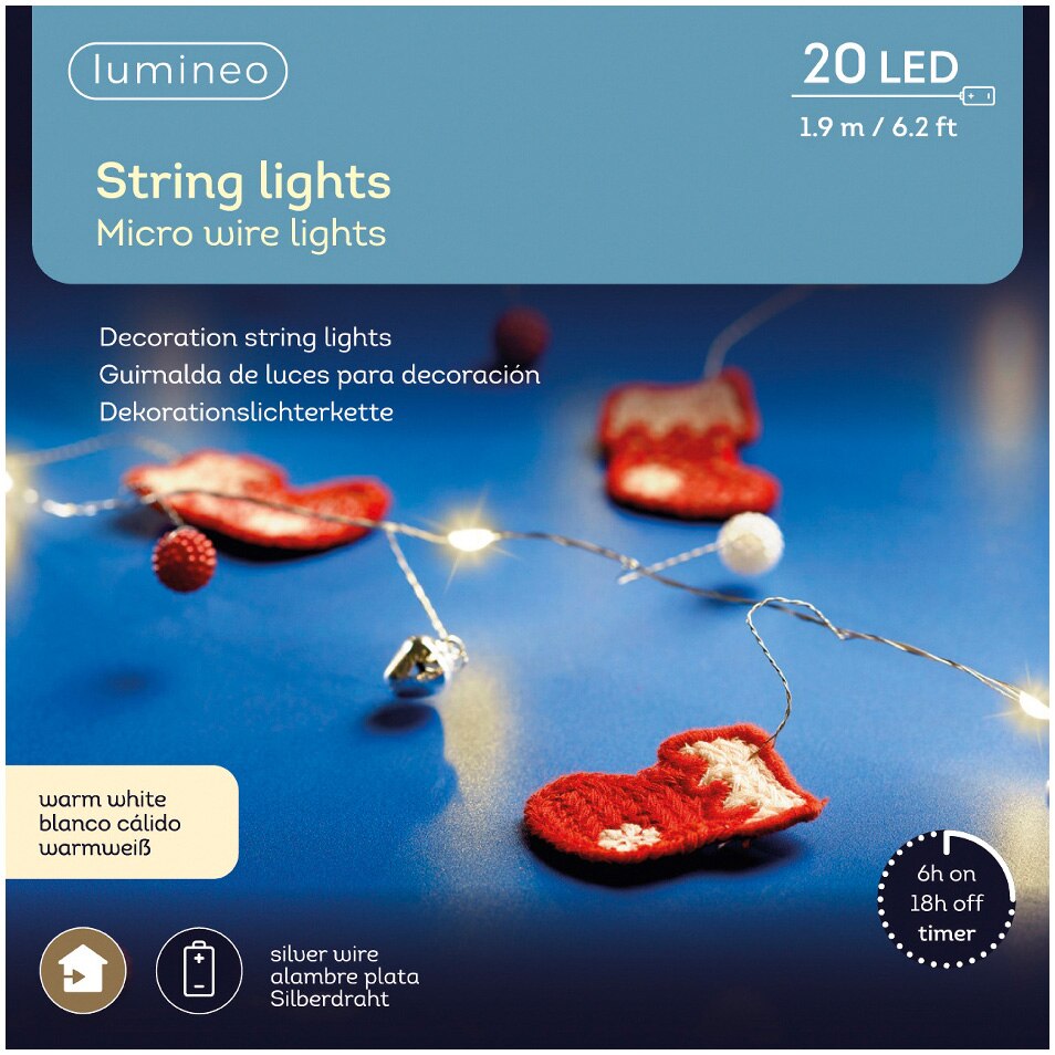 Коледни лампички Lumineo 486486, 20 микро LED светлини, Топла светлина, 190 см - eMAG.bg