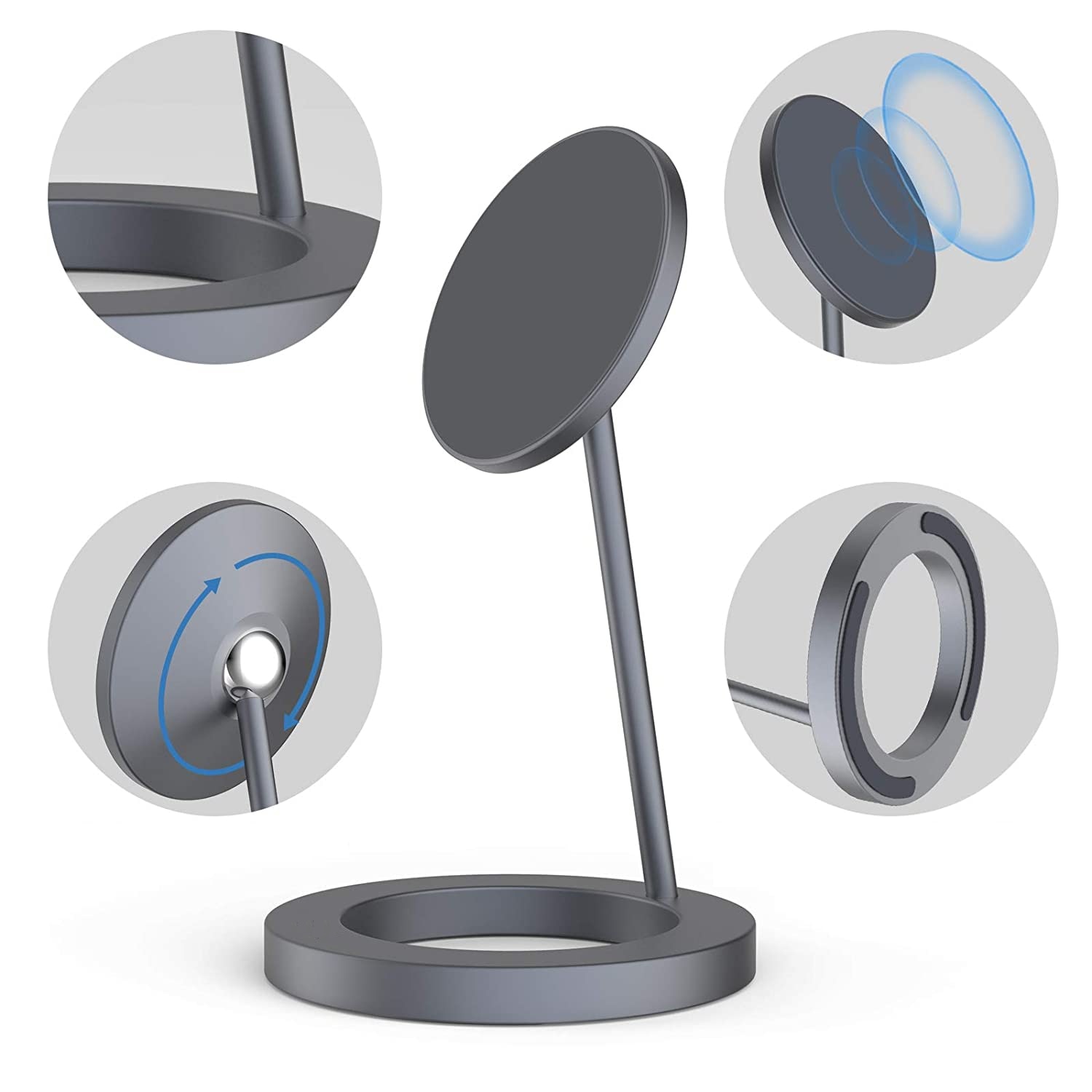 Stand Magnetic Aluminium MTP compatibil MagSafe, Baza rotativa 360 ...