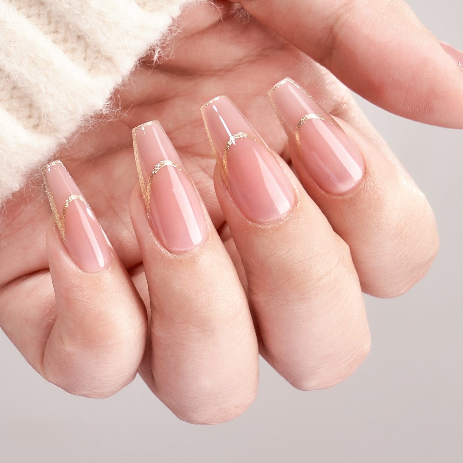 Set 30 unghii false press-on profesionale cu gel, adeziv inclus si ...