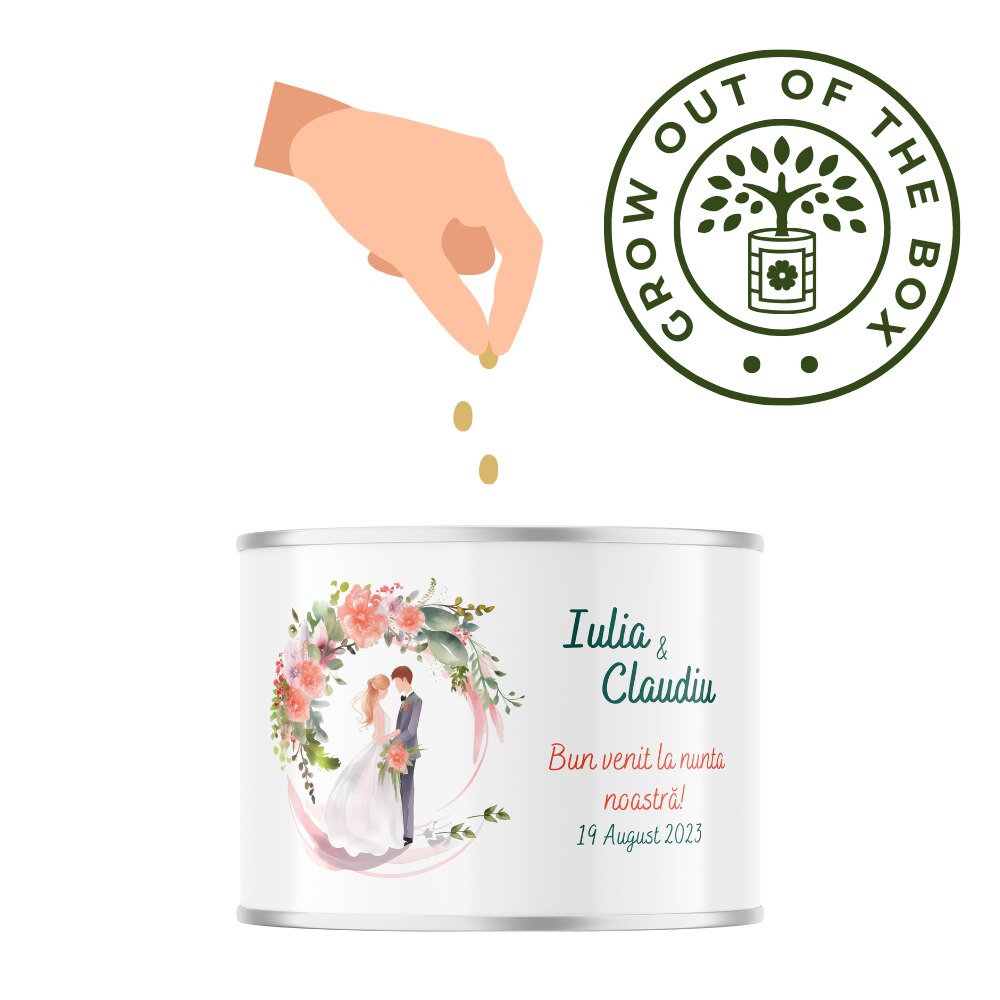 Kit personalizat de plantare cu seminte de flori sau arbori, marturii ...