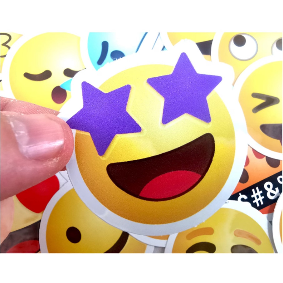 Set Stickere haioase adezive 30 bucati Waterproof Pvc, Emoticoane Emojy ...