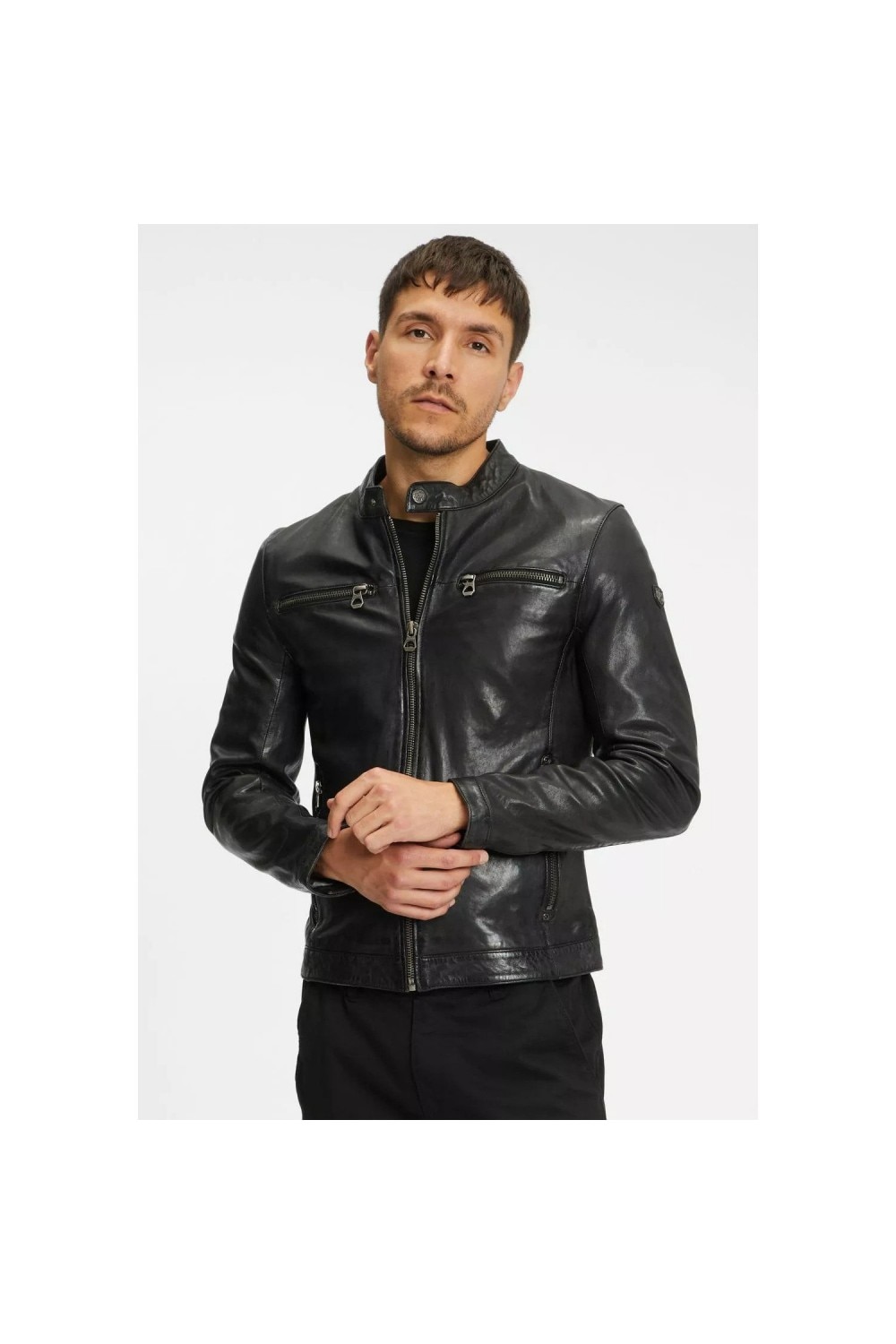 Geaca de Piele Barbati Gipsy Neagra GMBalton SF LASOV S - eMAG.ro