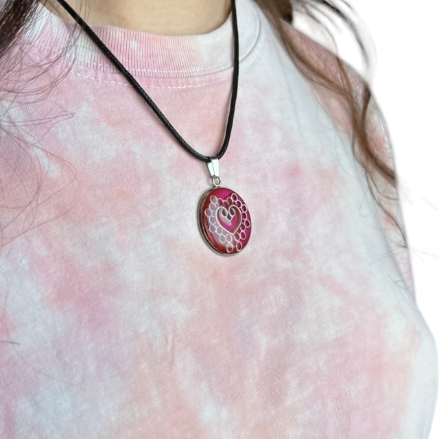 Colier Inima, IAODI, Rasina epoxidica, Rosu, 45 cm - eMAG.ro